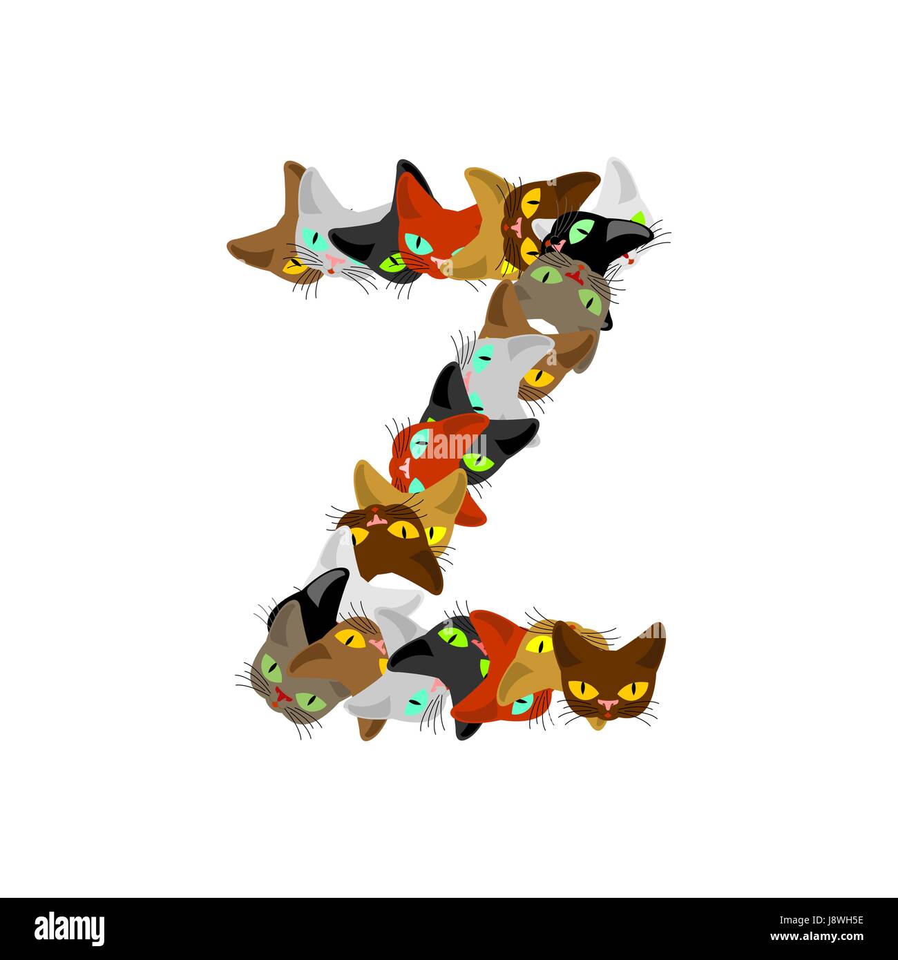 letter Z Cat font. Pet alphabet symbol. home animal ABC sign Stock ...