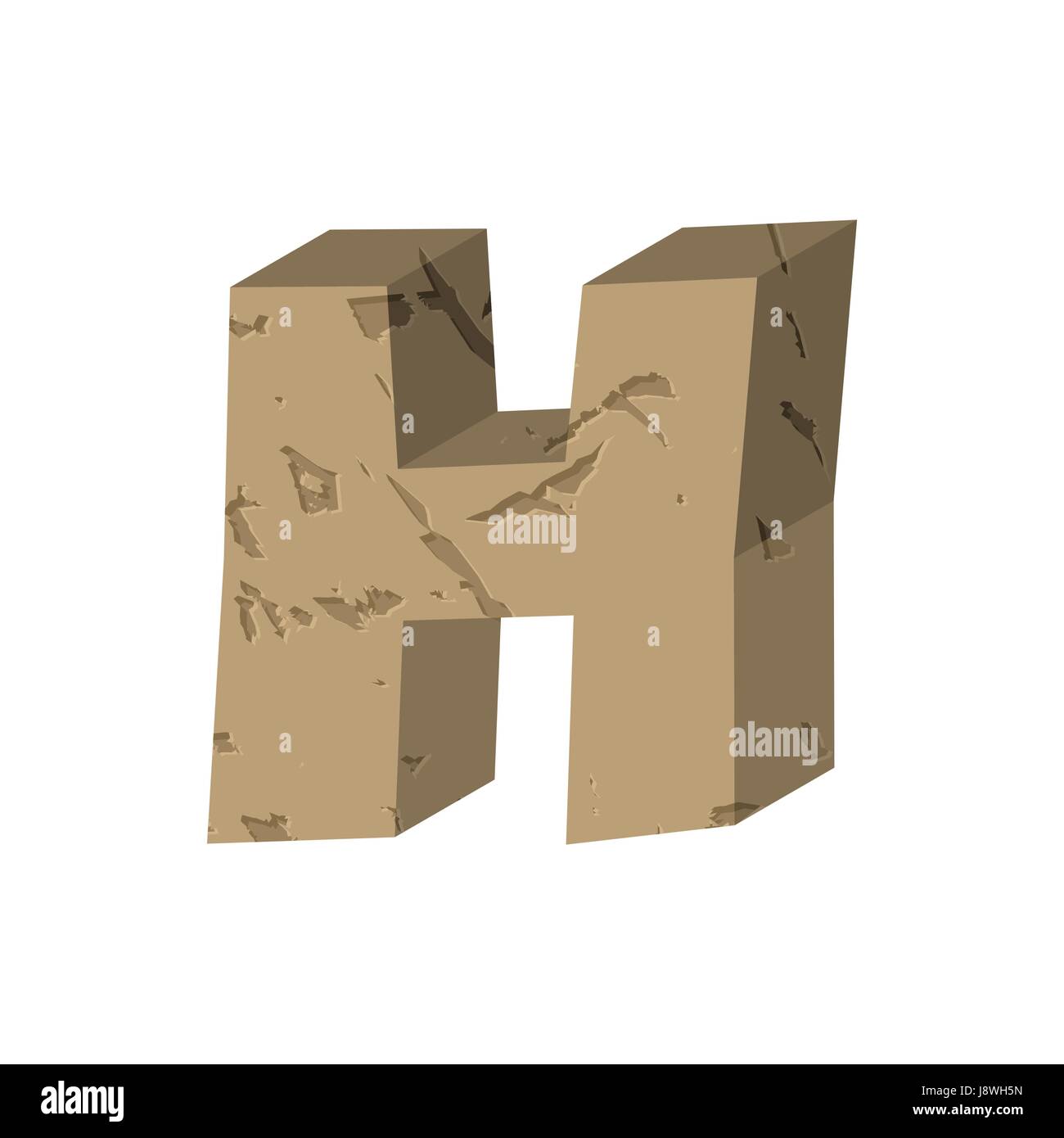Letter H stone font. Rock alphabet symbol. Stones crag ABC sign Stock ...