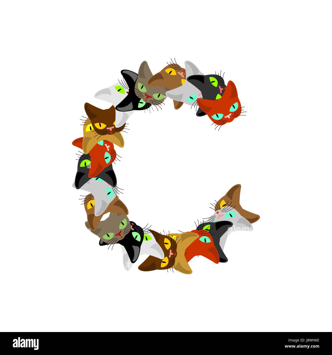 letter C Cat font. Pet alphabet symbol. home animal ABC sign Stock ...