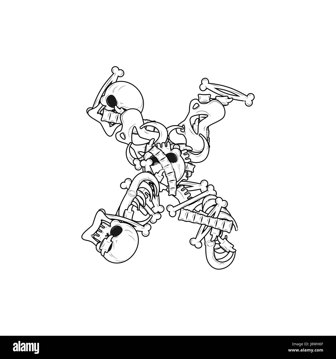 Letter X skeleton Bones Font. Anatomy of an alphabet symbol. dead ABC ...