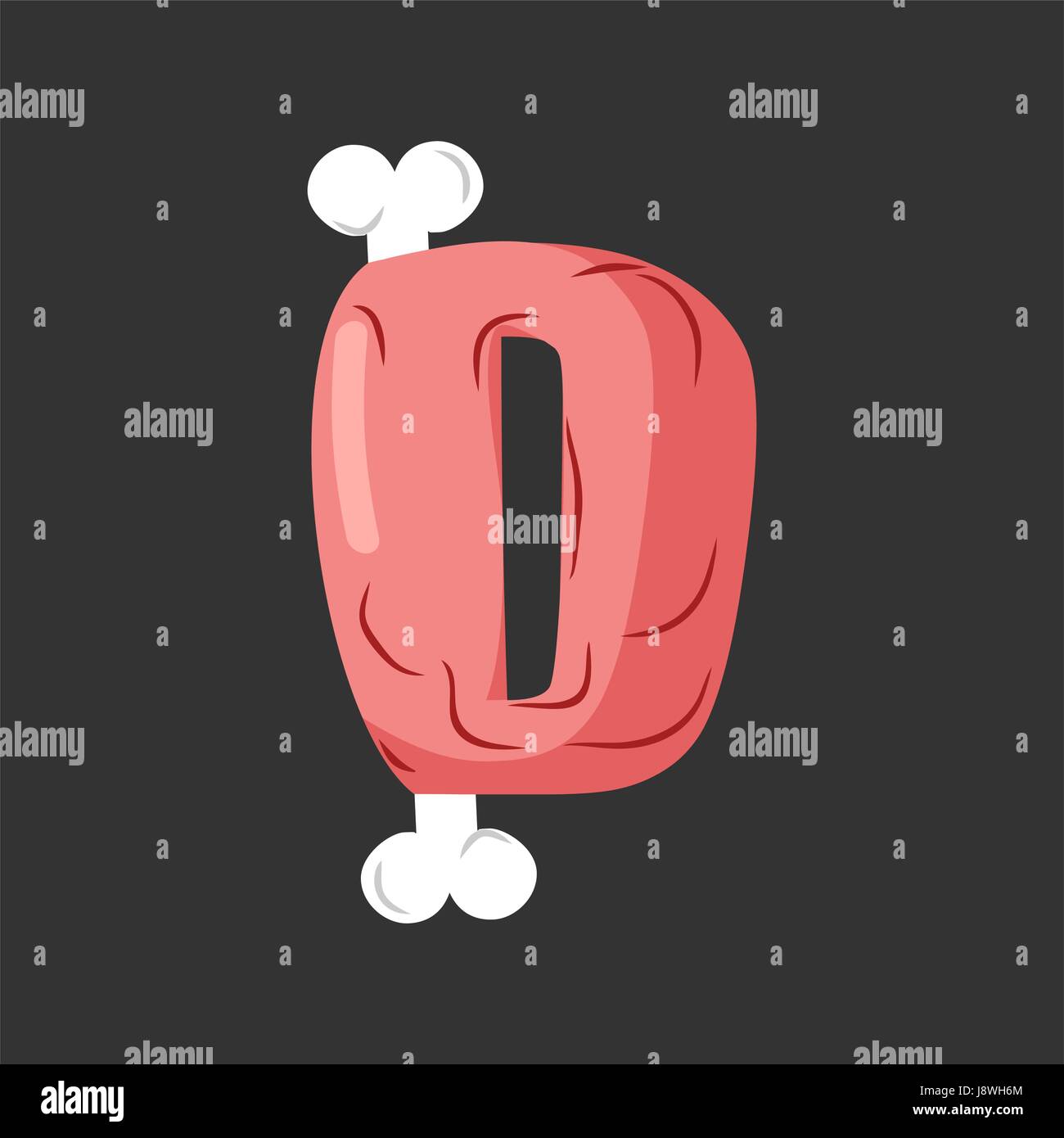 Letter D meat font. Pork and bone alphabet sign. Ham lettering. Beef ...