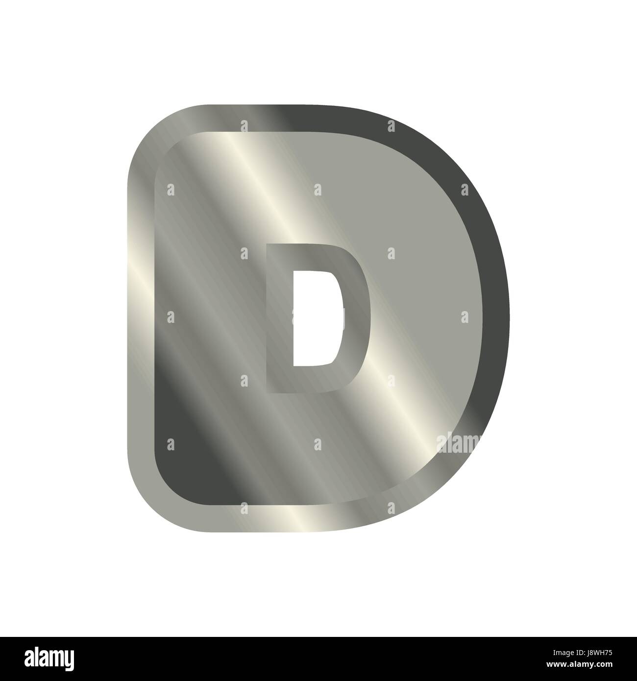 Letter D steel font. Metal alphabet sign. Iron ABC symbol. chromium ...