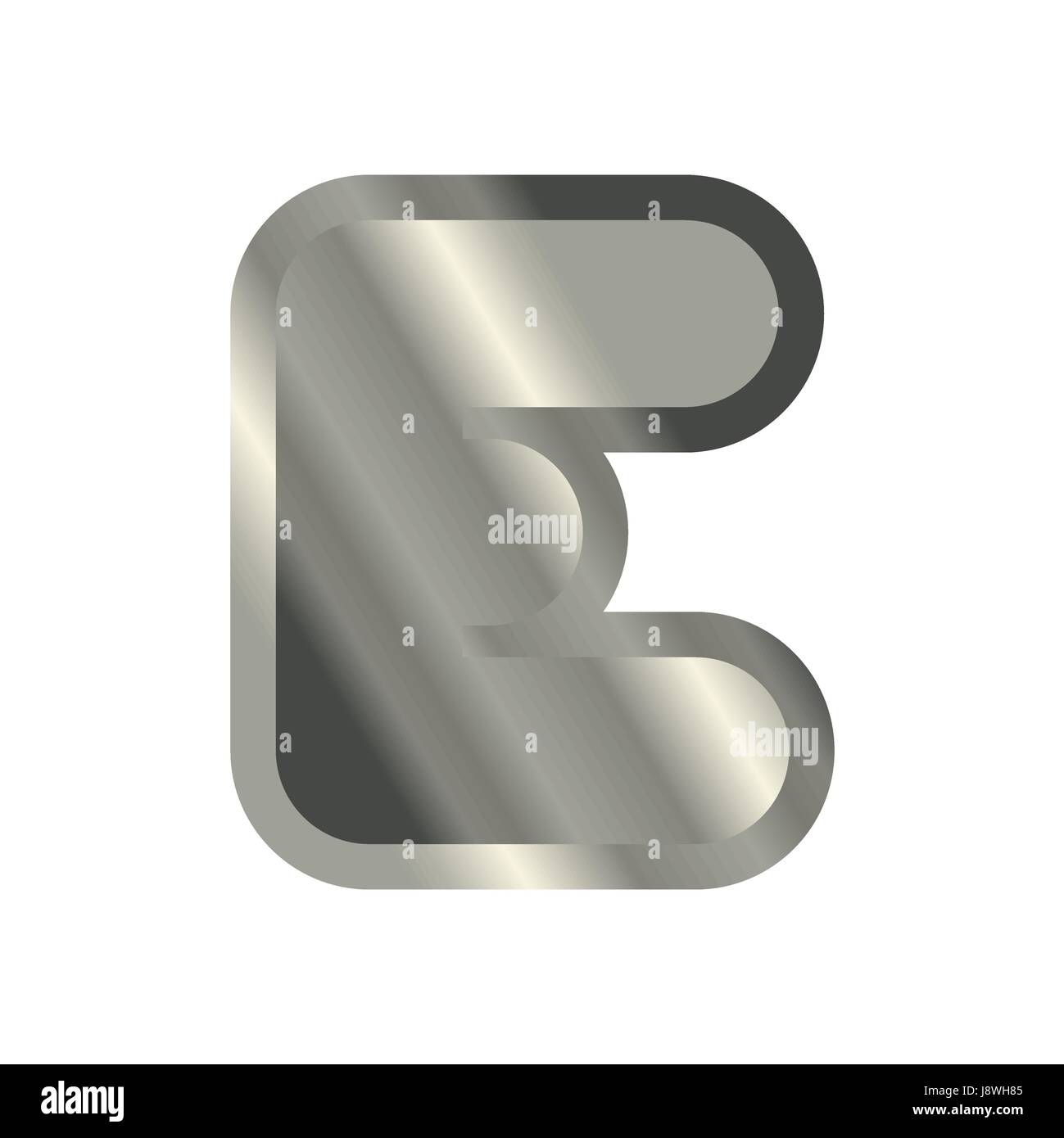 Letter E steel font. Metal alphabet sign. Iron ABC symbol. chromium ...