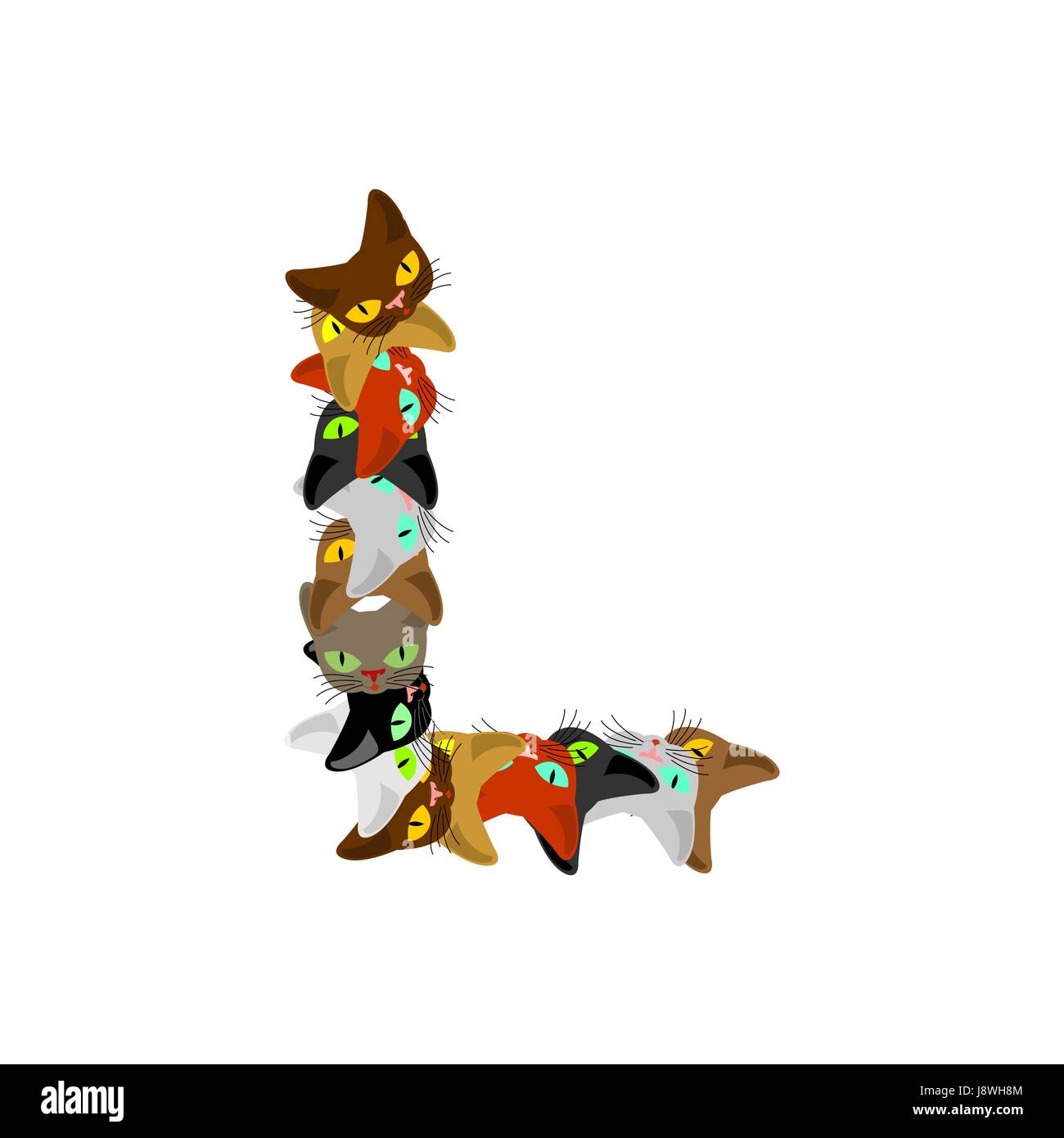 letter L Cat font. Pet alphabet symbol. home animal ABC sign Stock ...