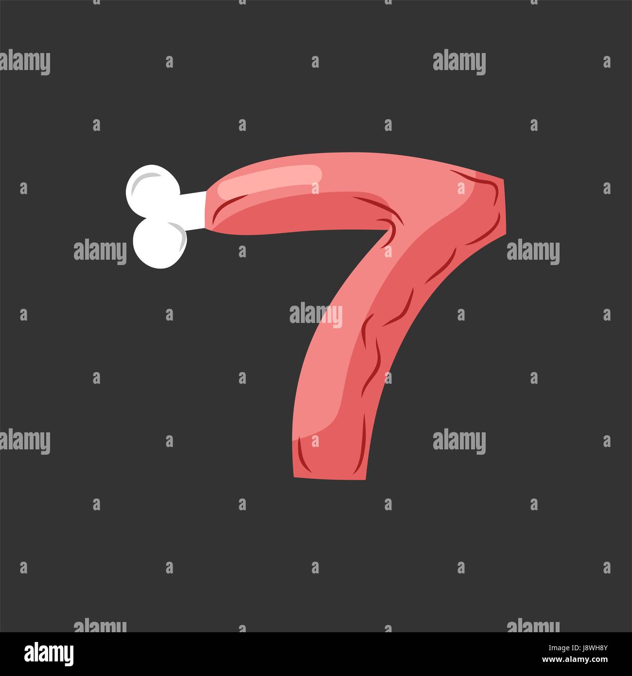 Number 7 meat. Pork and bone font seven. Ham alphabet sign. Beef ABC ...