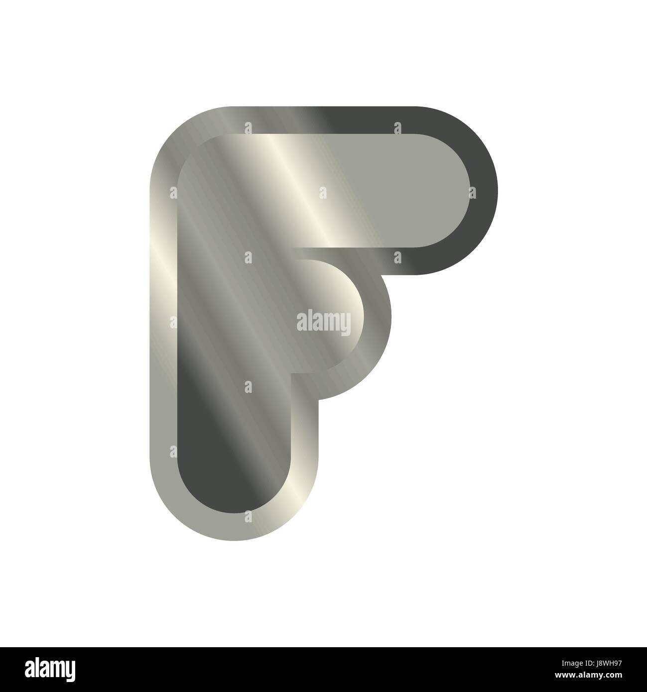Letter F steel font. Metal alphabet sign. Iron ABC symbol. chromium ...
