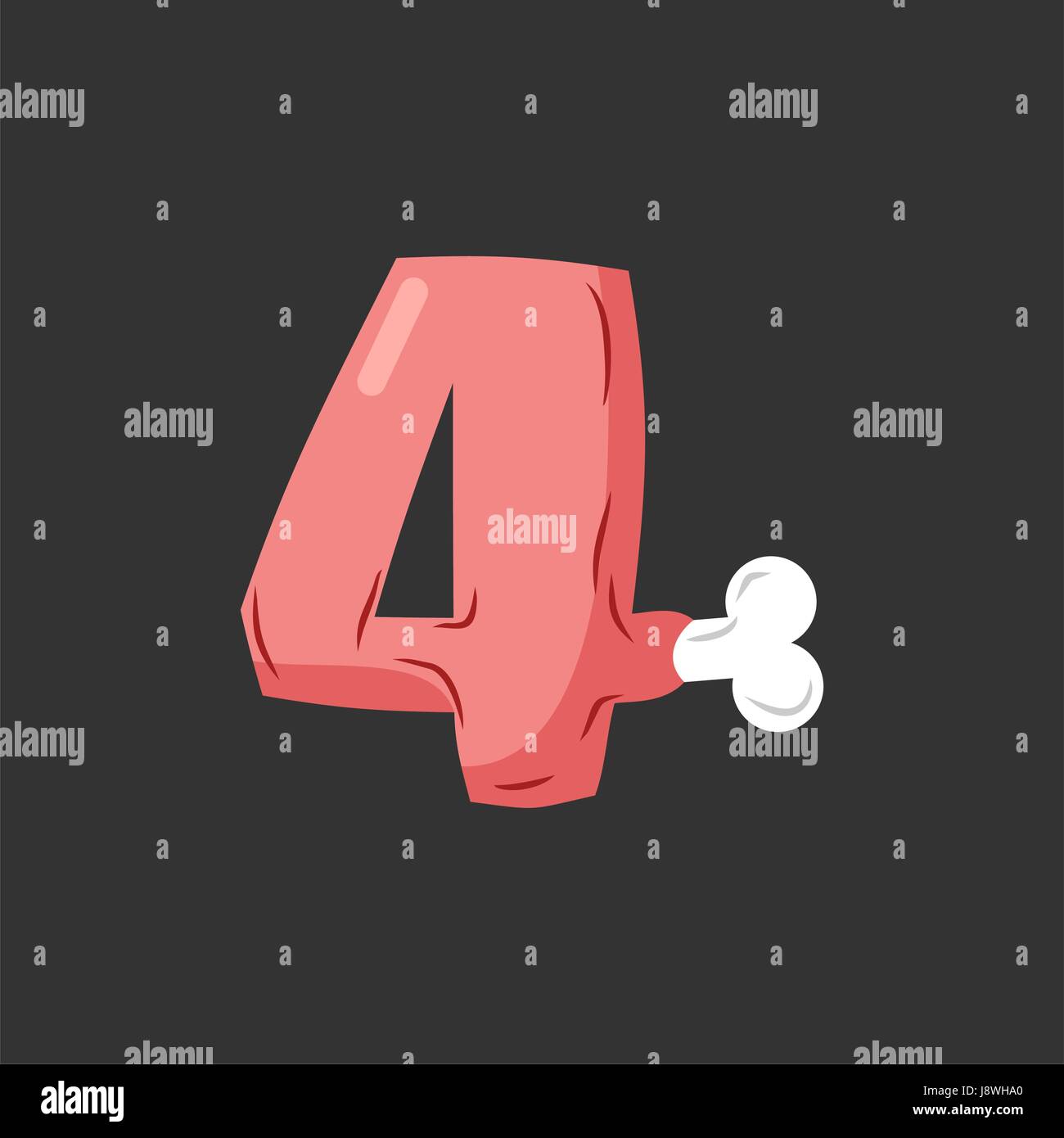 Number 4 meat. Pork and bone font four. Ham alphabet sign. Beef ABC ...