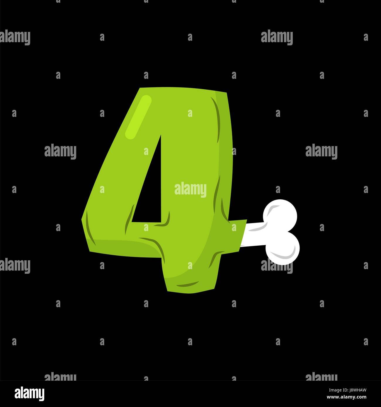 Number 4 zombie. Monster Font four. bones and brains alphabet sign ...