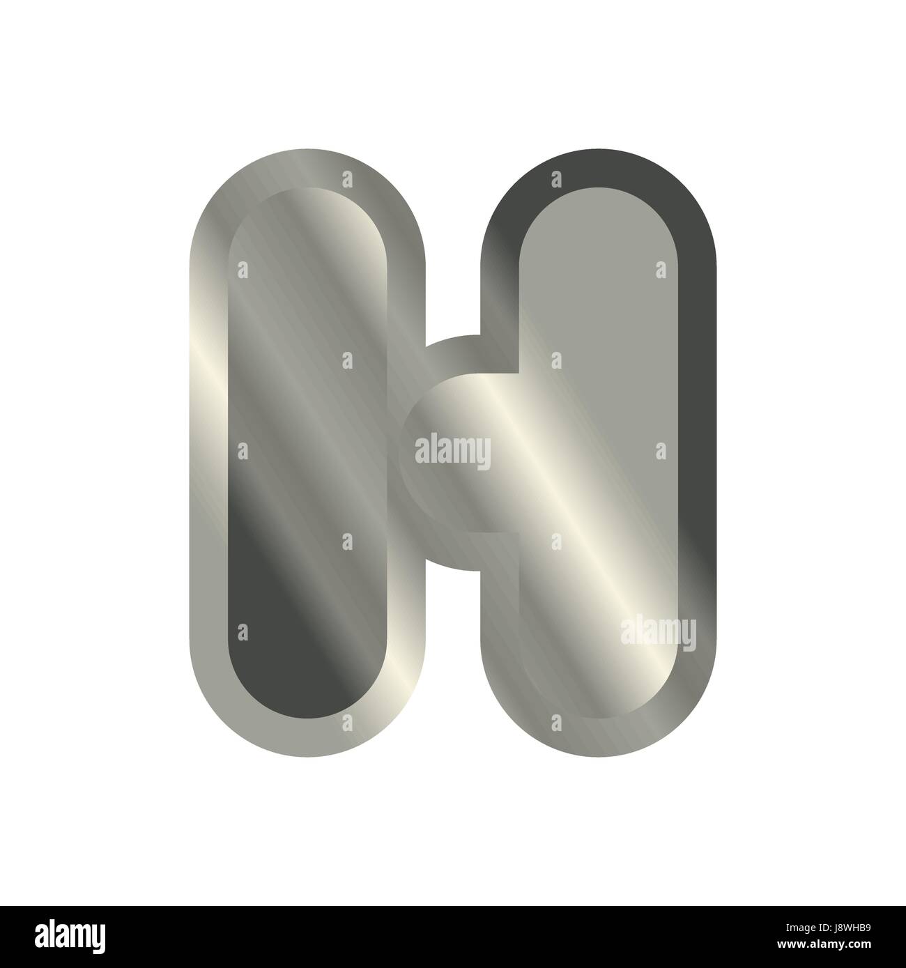 Letter H steel font. Metal alphabet sign. Iron ABC symbol. chromium ...