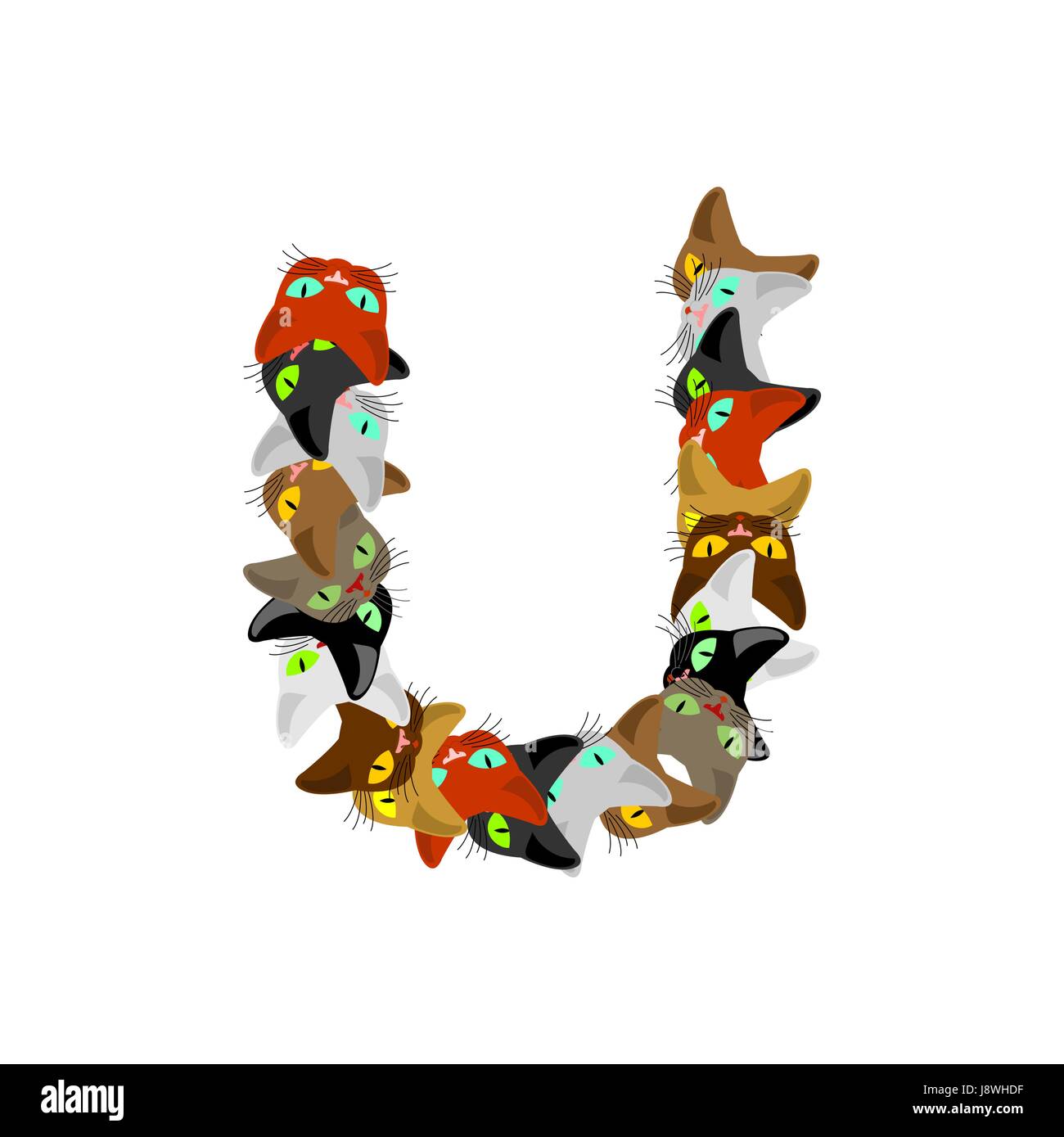 letter U Cat font. Pet alphabet symbol. home animal ABC sign Stock ...