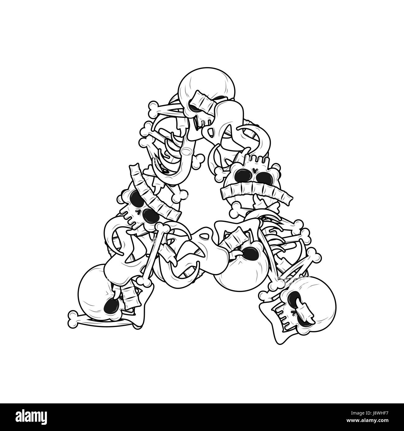 Letter A skeleton Bones Font. Anatomy of an alphabet symbol. dead ABC ...