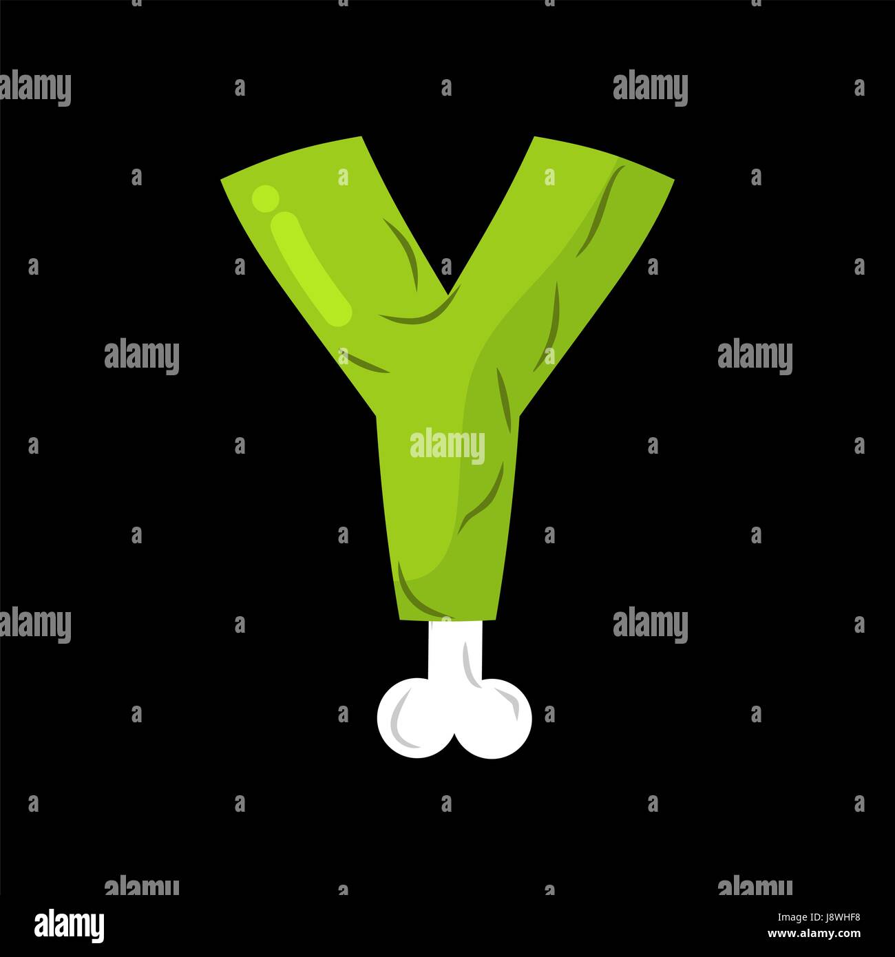 Letter Y zombie font. Monster alphabet. Bones and brains lettering ...