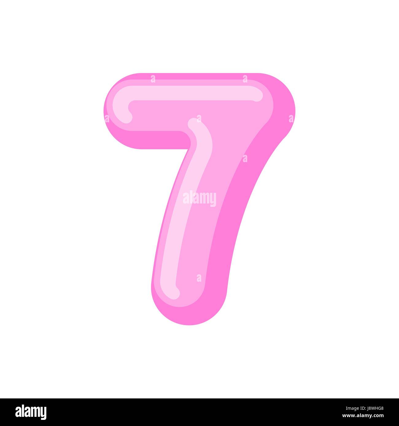 Number 7 candy font. Caramel alphabet seven. lollipop lettering. Sweet ...