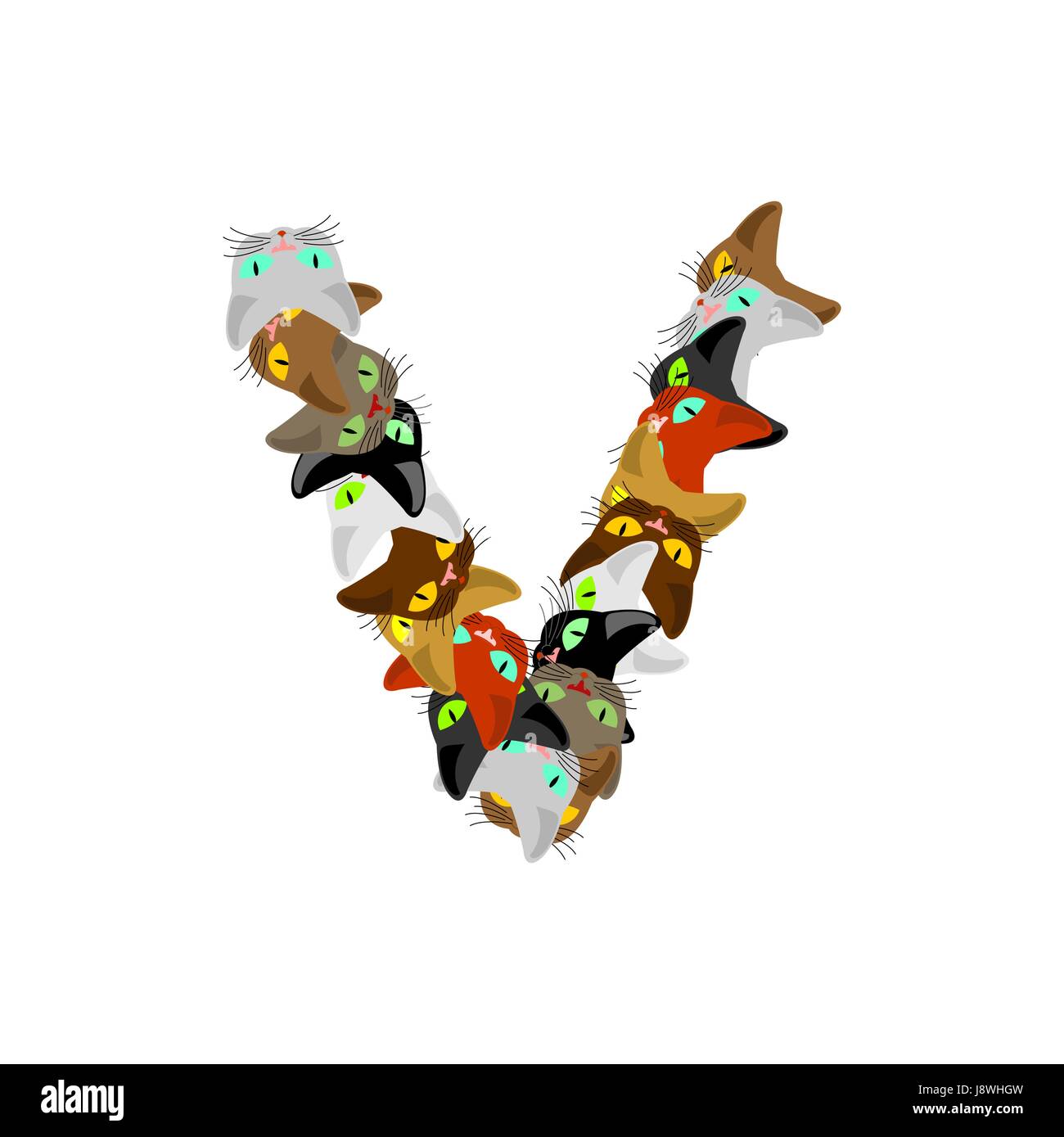 letter V Cat font. Pet alphabet symbol. home animal ABC sign Stock ...