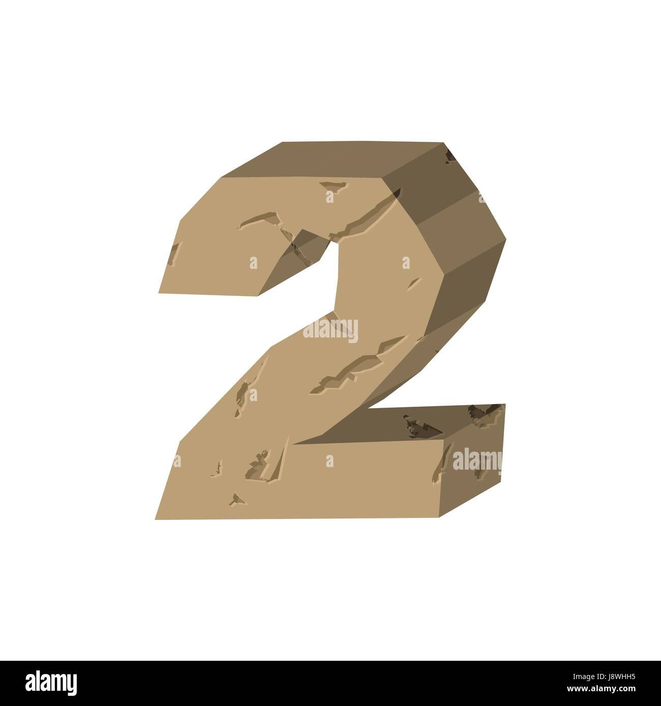 Number 2 stone. Rock font two. Stones alphabet symbol. rocky crag ABC ...