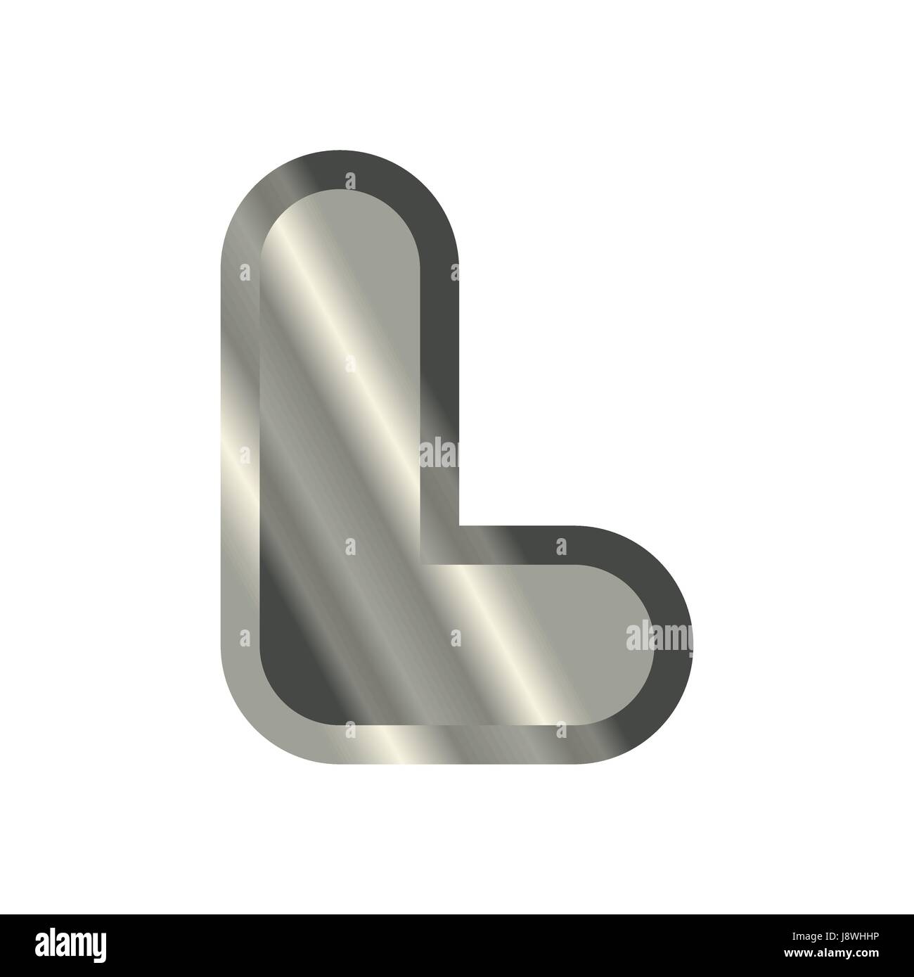 Letter L steel font. Metal alphabet sign. Iron ABC symbol. chromium ...