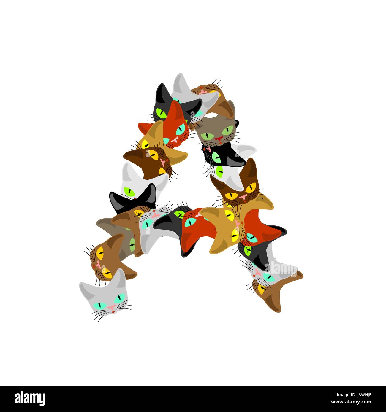 letter A Cat font. Pet alphabet symbol. home animal ABC sign Stock ...
