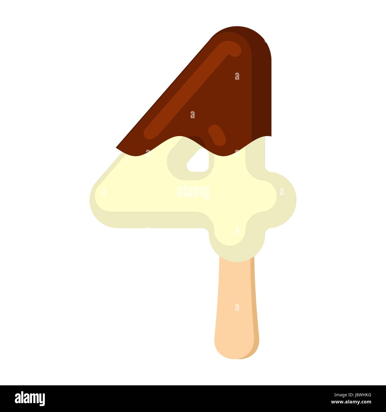 Number 4 Ice Cream font. Popsicle alphabet four. Cold Sweet lettering ...