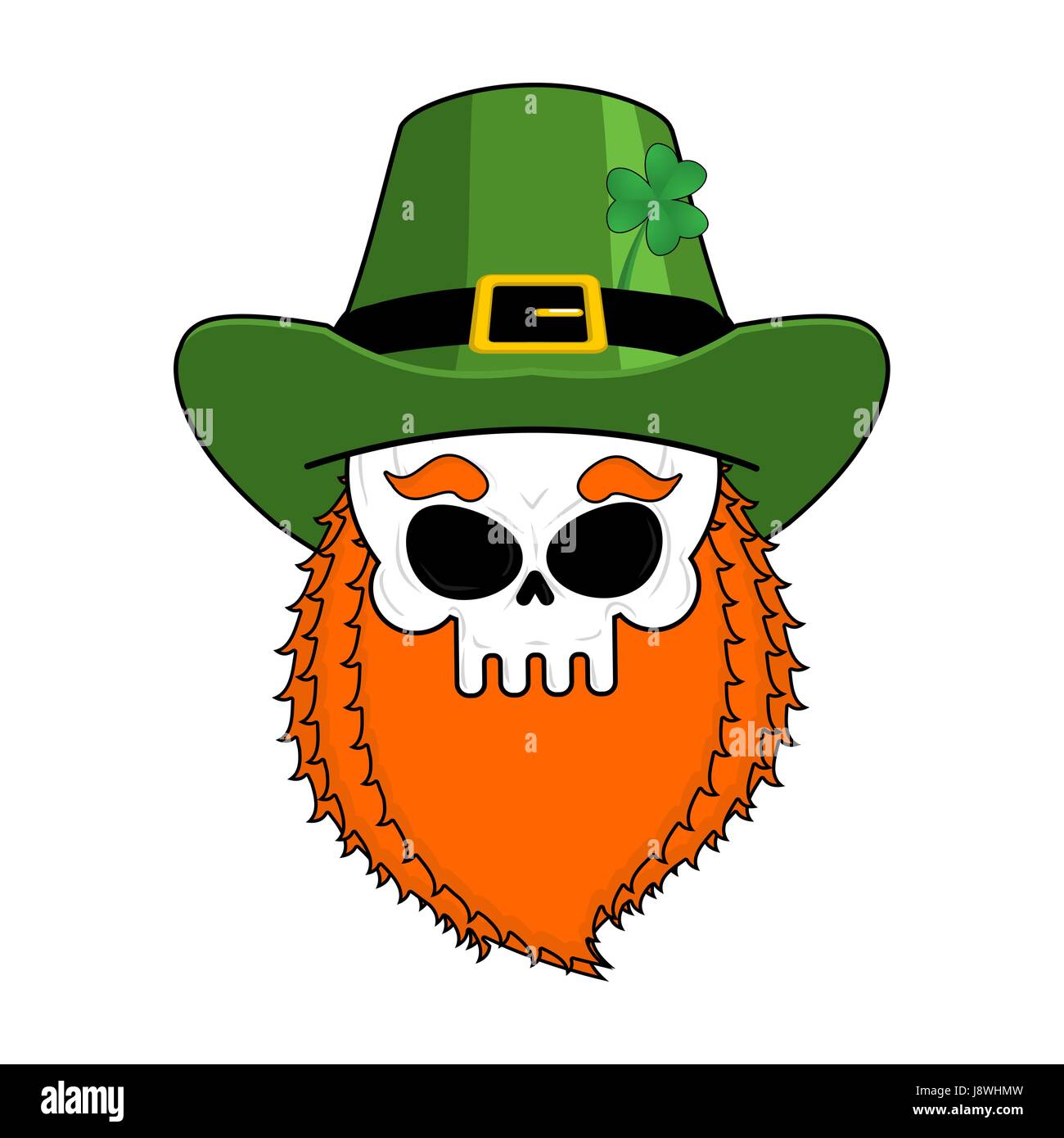 Skull leprechaun with red beard. Green Irish cap. St. Patrick's Day ...