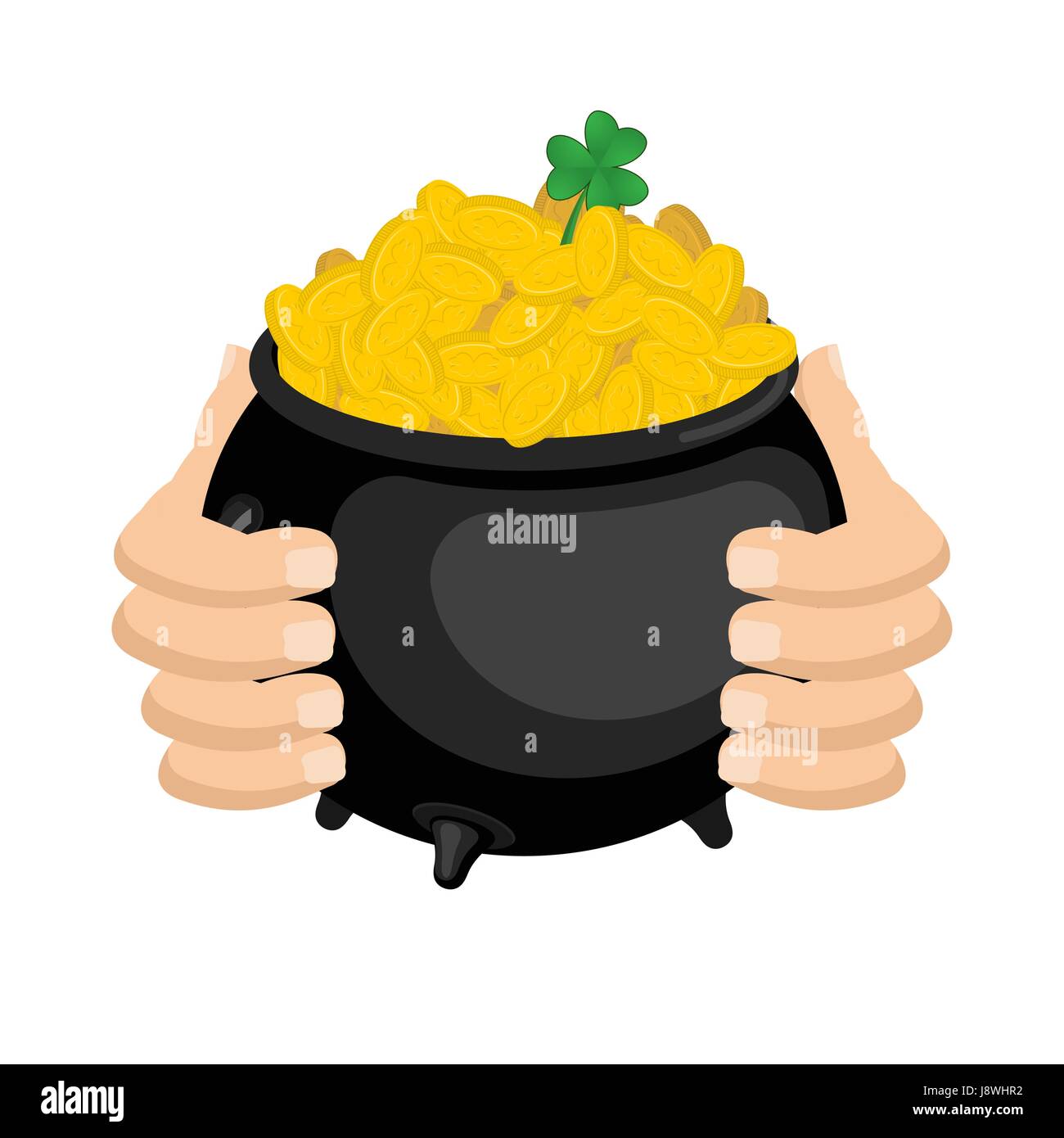 Gold leprechaun. St. Patrick's Day national holiday in Ireland. Pot of ...