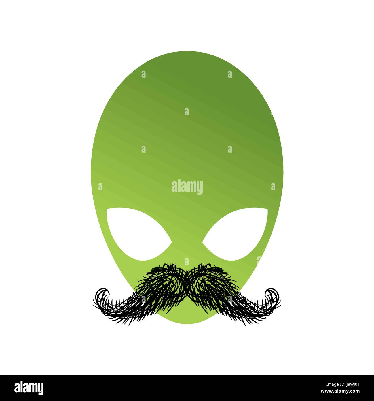 UFO hipster with mustache. Alien head isolated. Green Humanoid face ...