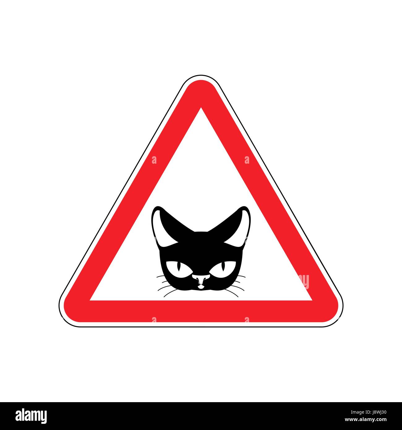 Attention cat. Danger red road sign. Pet Caution Stock Vector Image ...