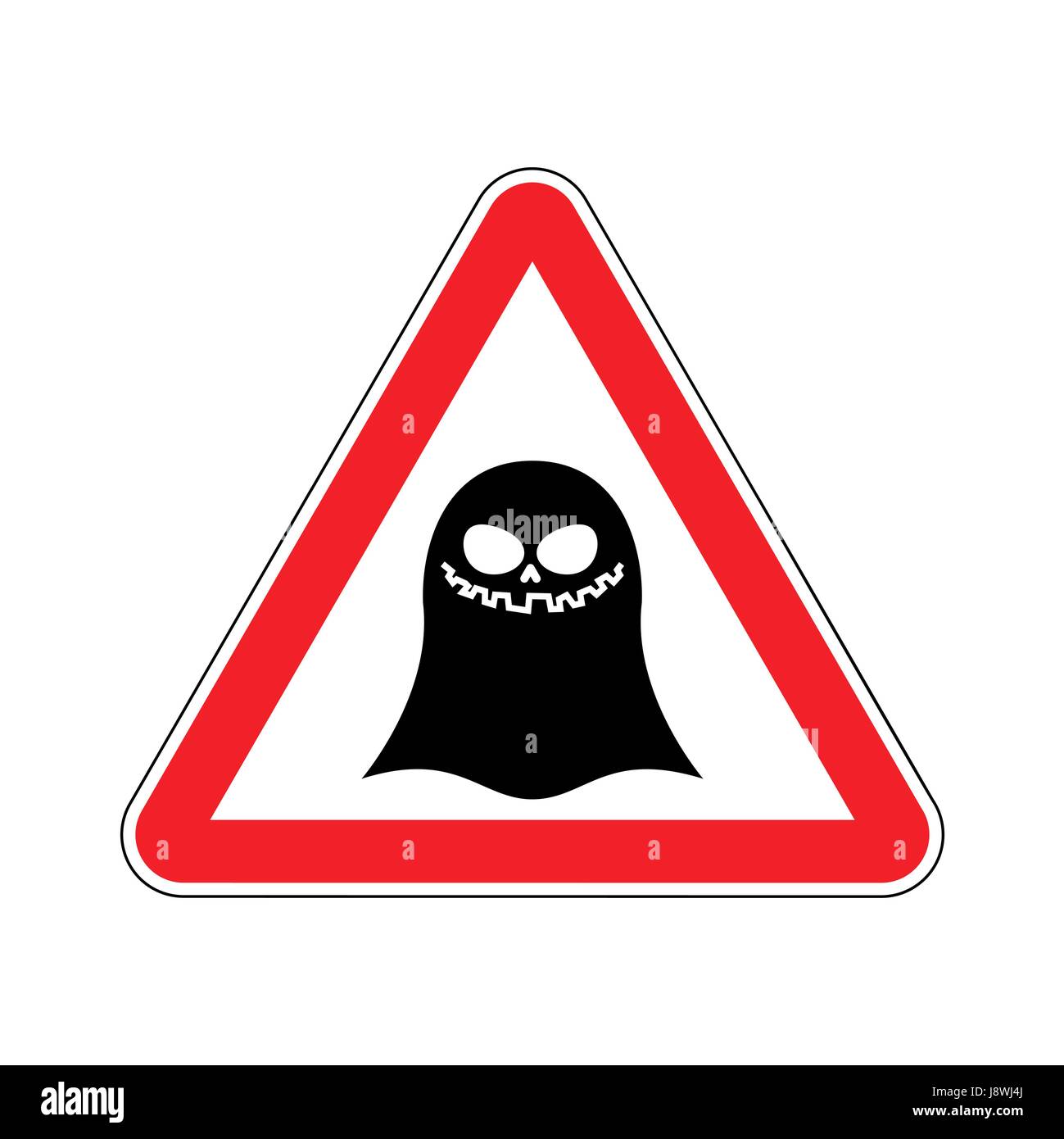 Attention ghost. Dangers of red road sign. spook Caution Stock Vector ...