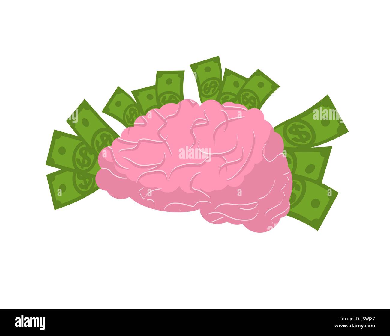 brain and money isolated. Business idea concept. Human brains and cash ...