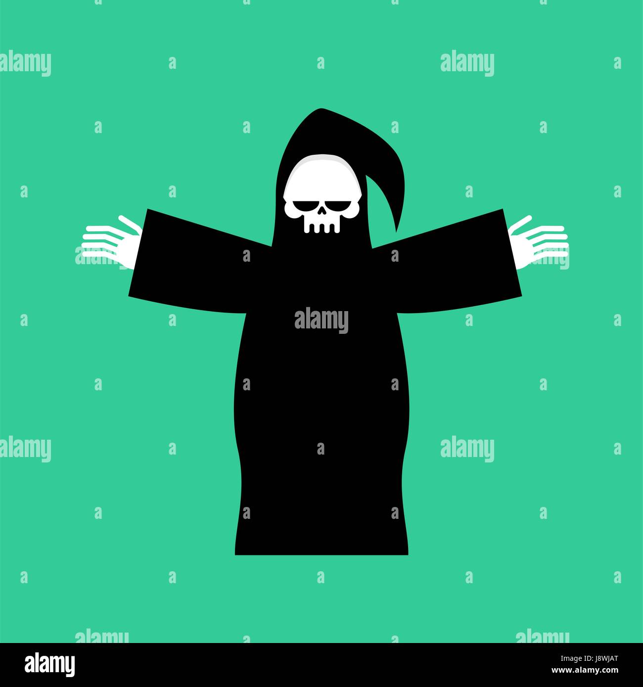 Grim Reaper Isolated. Death in hood on white background Stock Vector ...