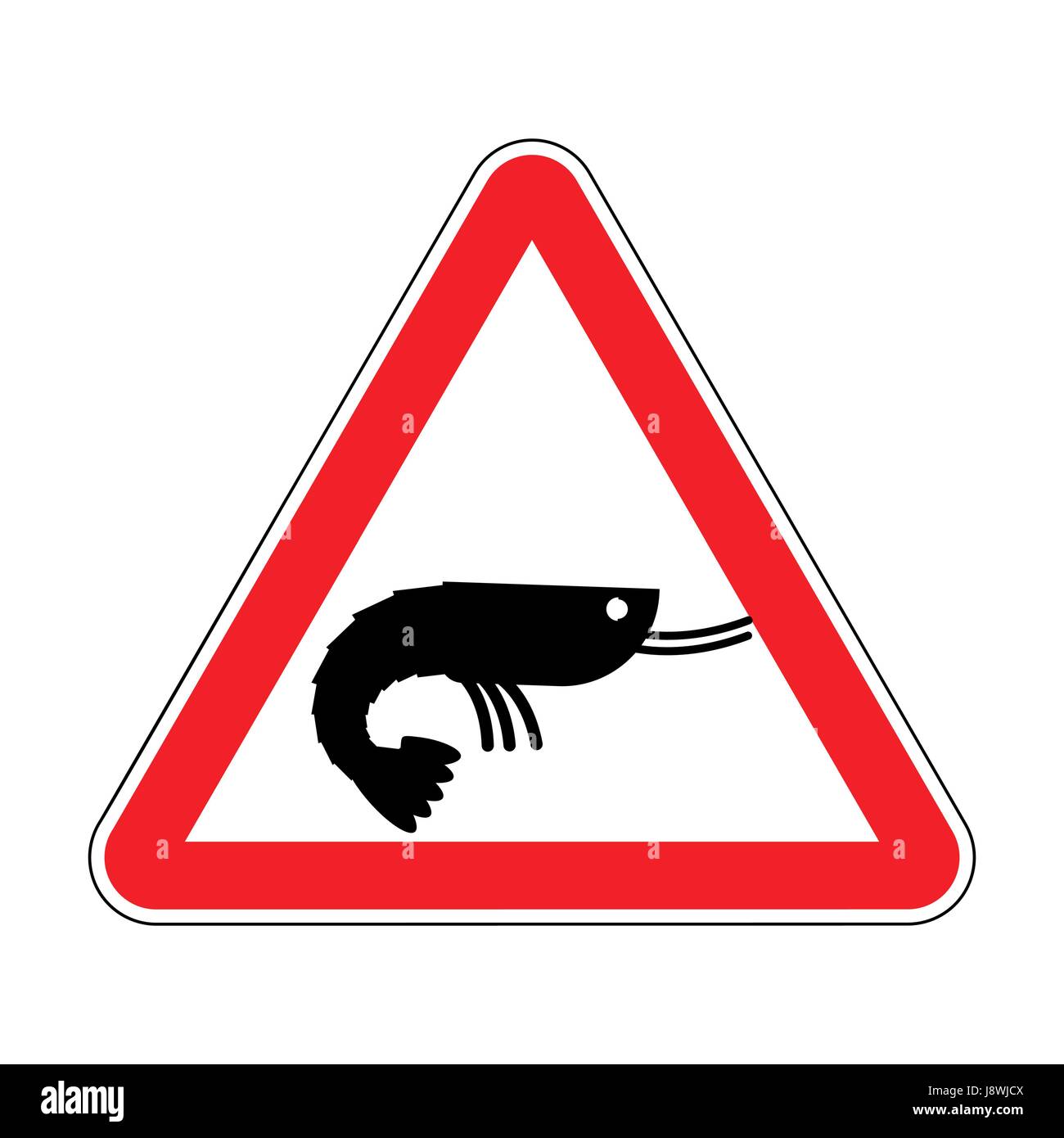 Attention shrimp. Dangers of red road sign. plankton Caution Stock ...
