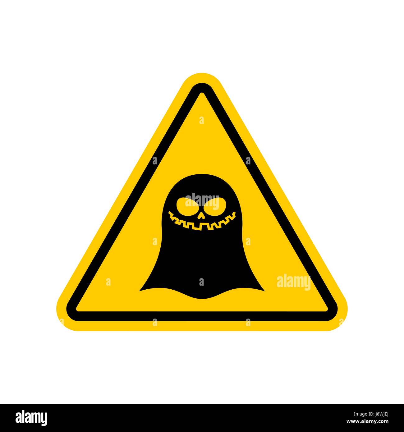 Attention ghost. Dangers of yellow road sign. spook Caution Stock ...