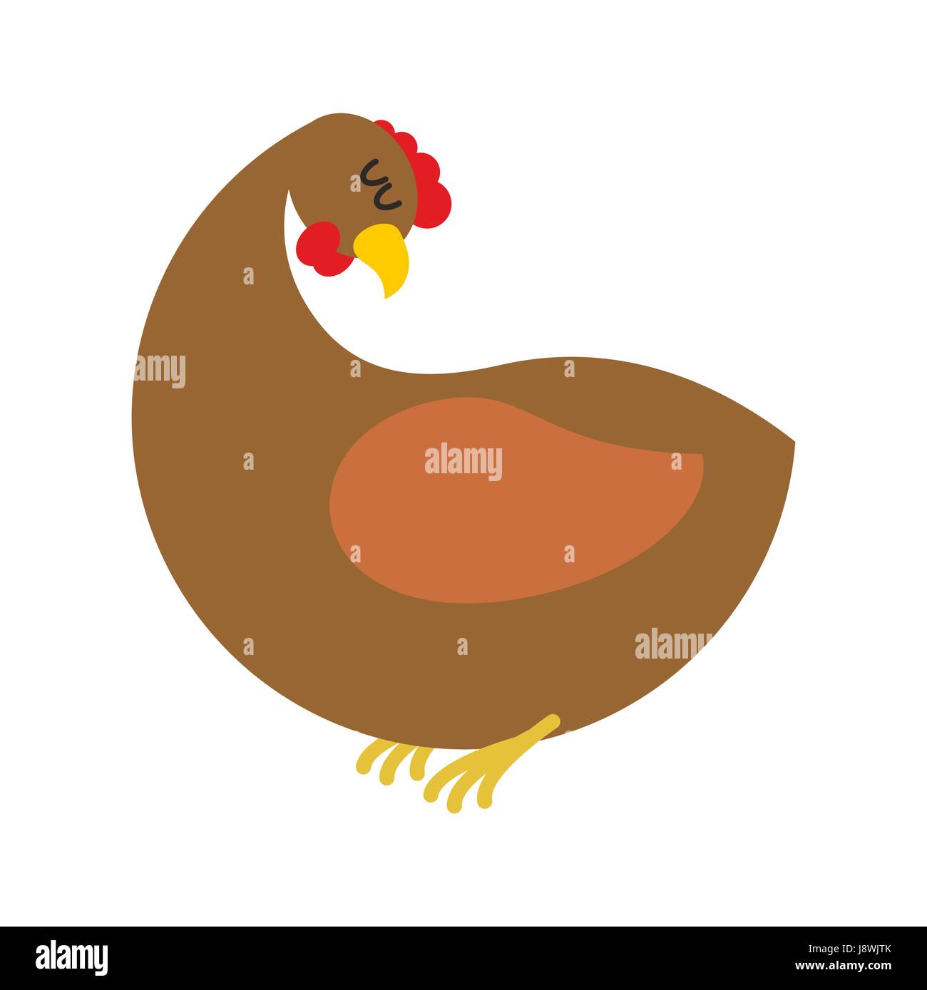 ginger hen isolated. Farm chicken on blue background Stock Vector Image ...