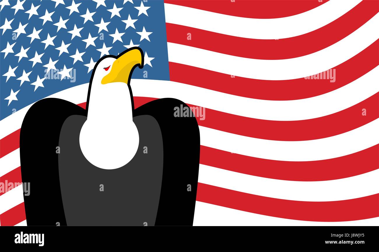 Bald Eagle and US flag. symbol of America. Patriotic illustration for ...