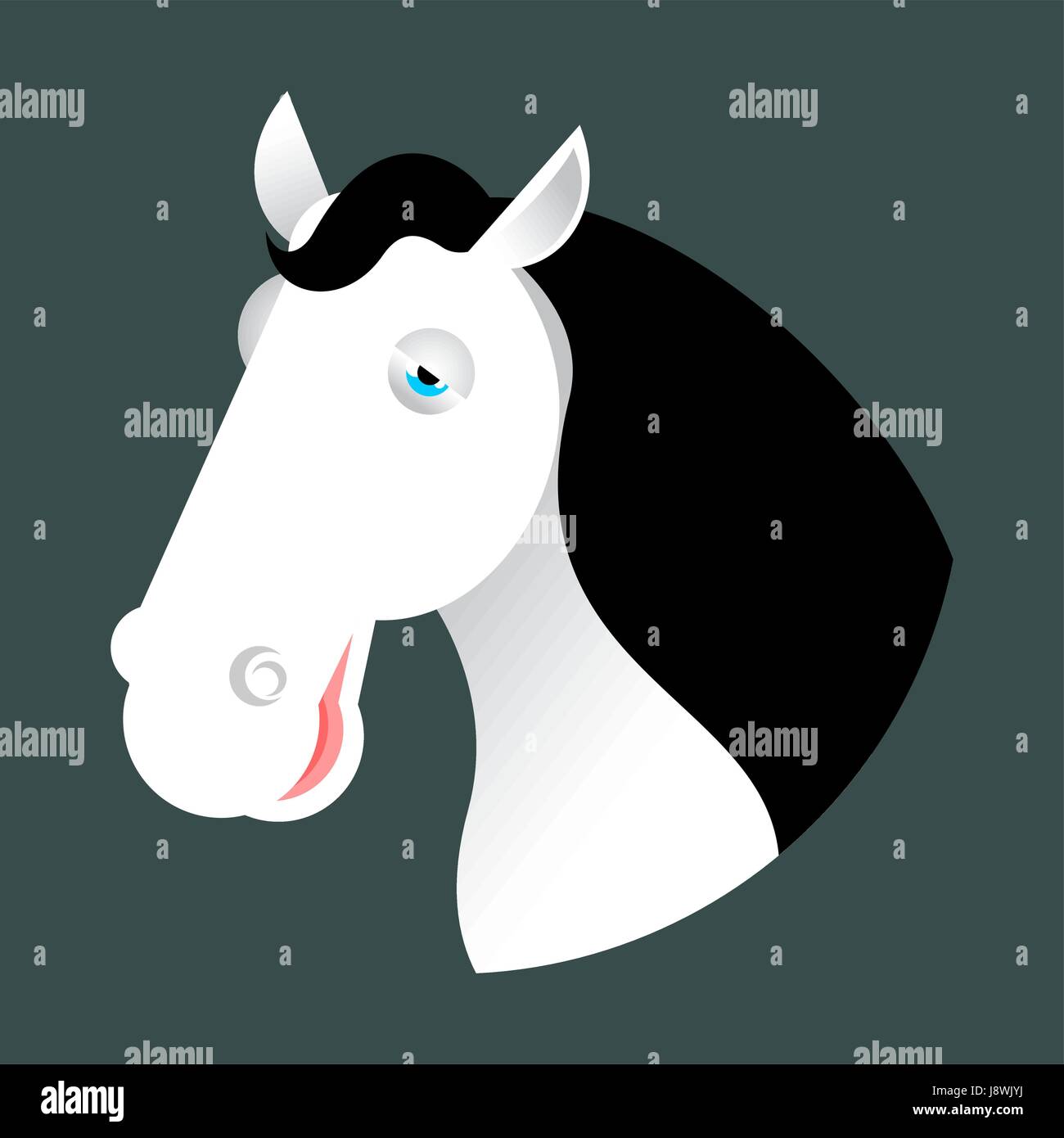 White horse head. Muzzle hoss isolated on white background Stock Vector ...