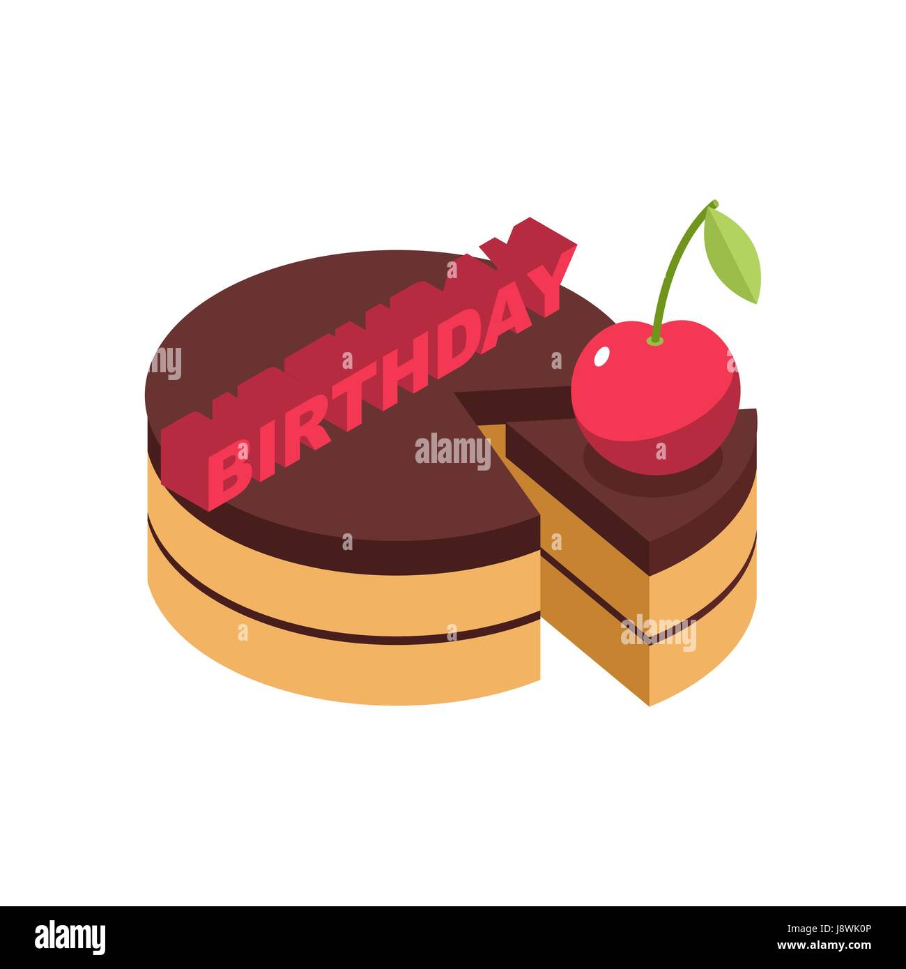 Birthday cake cherry isolated. cherries pie on white bacground Stock ...