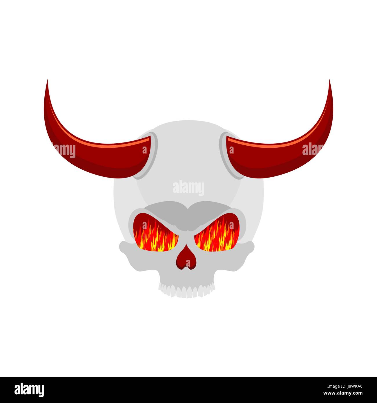 demon skull with horns. eyes of flame. Satan skeleton Stock Vector ...