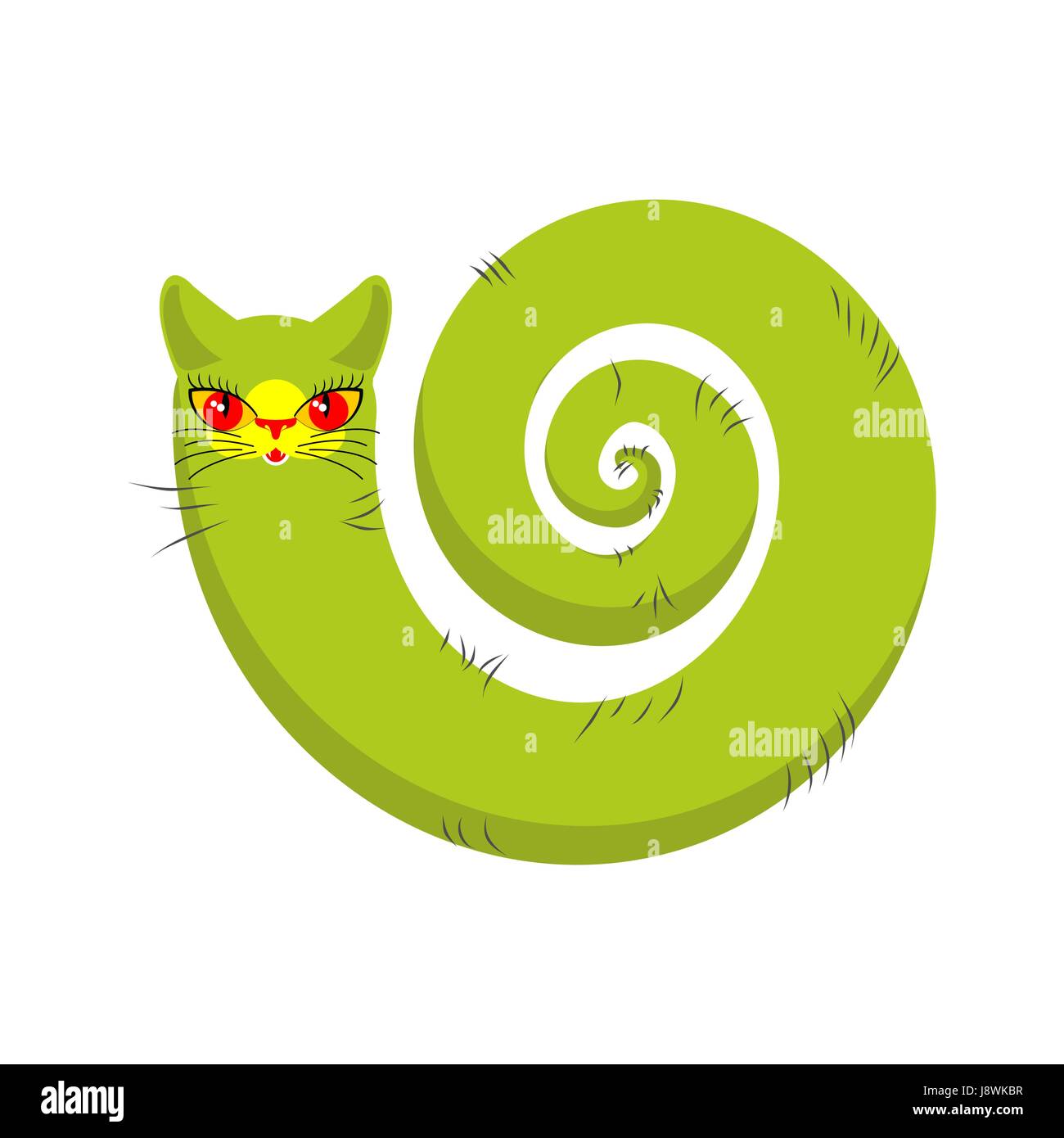 Cat fabulous isolated. long tail of Pet on white background Stock ...