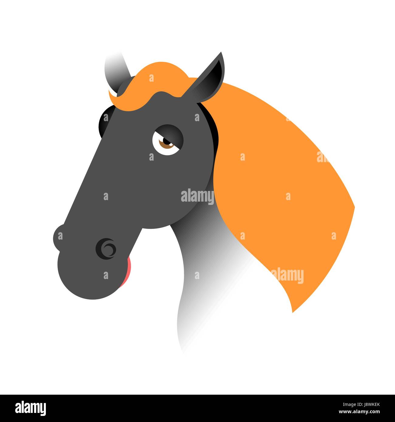 Black horse head. Muzzle hoss isolated on white background Stock Vector ...
