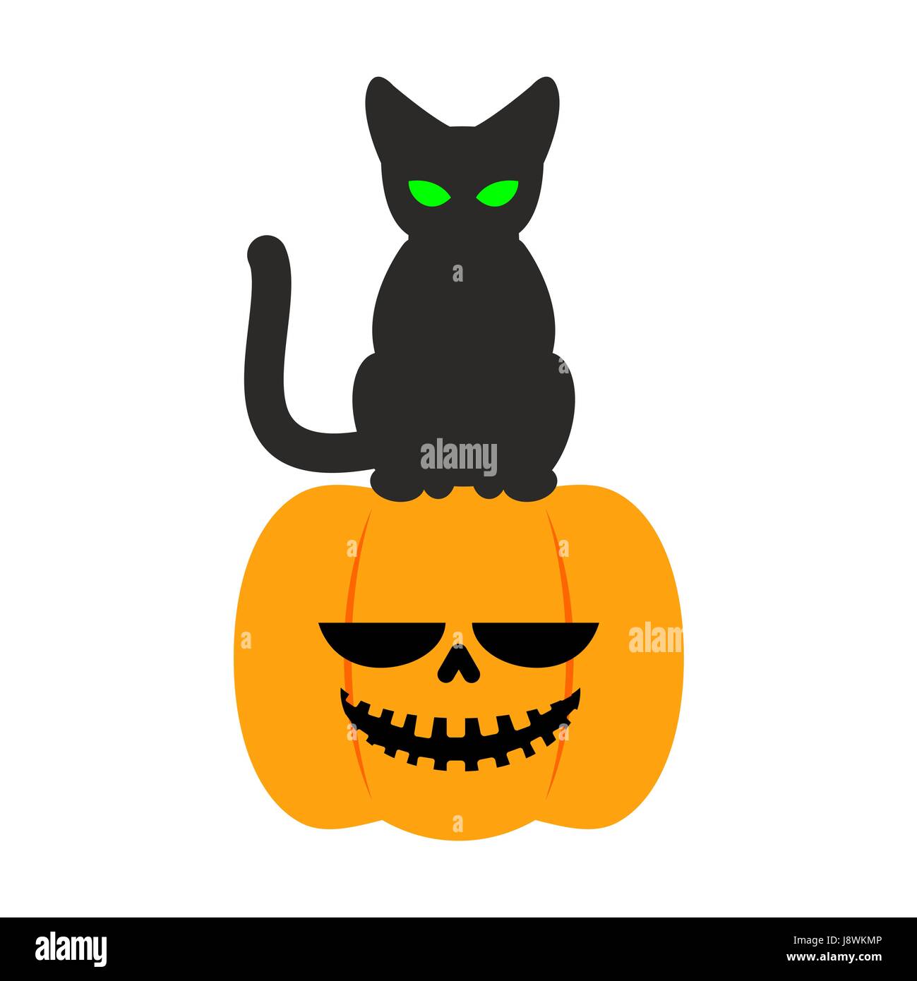 Pumpkin and black cat Halloween symbol. terrible holiday Stock Vector ...