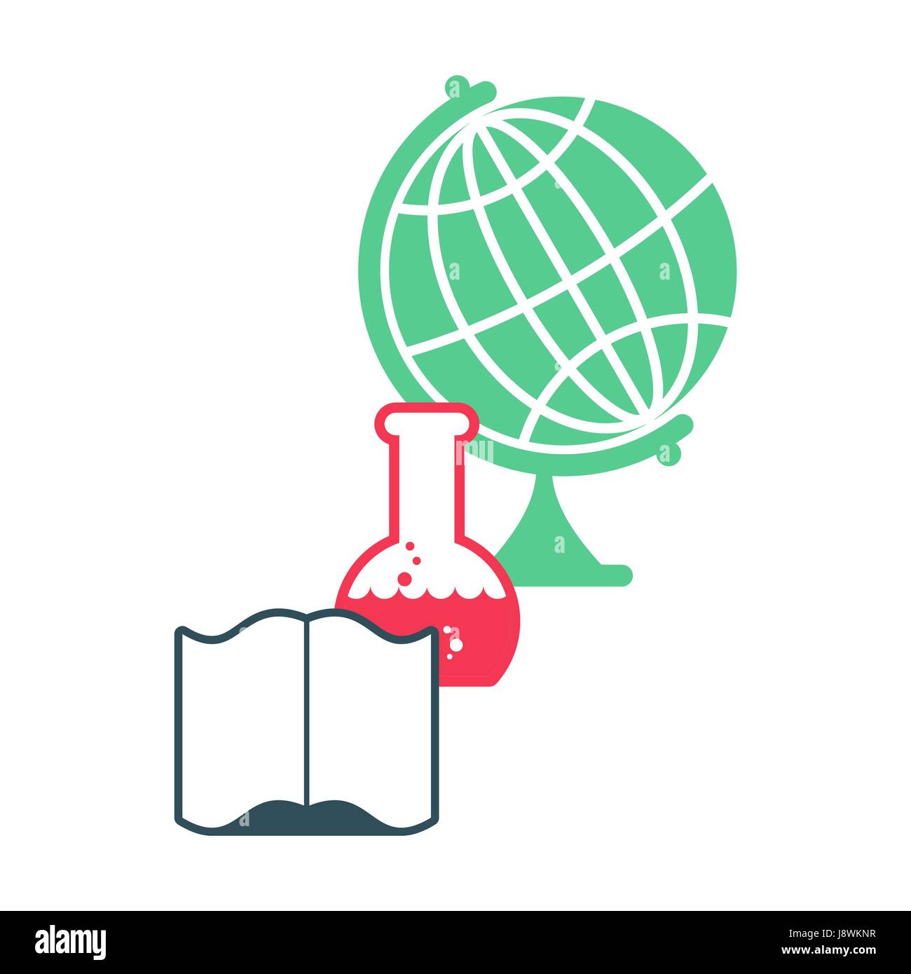 Science logo. Emblem for scientific laboratory. flask and globe. Open ...