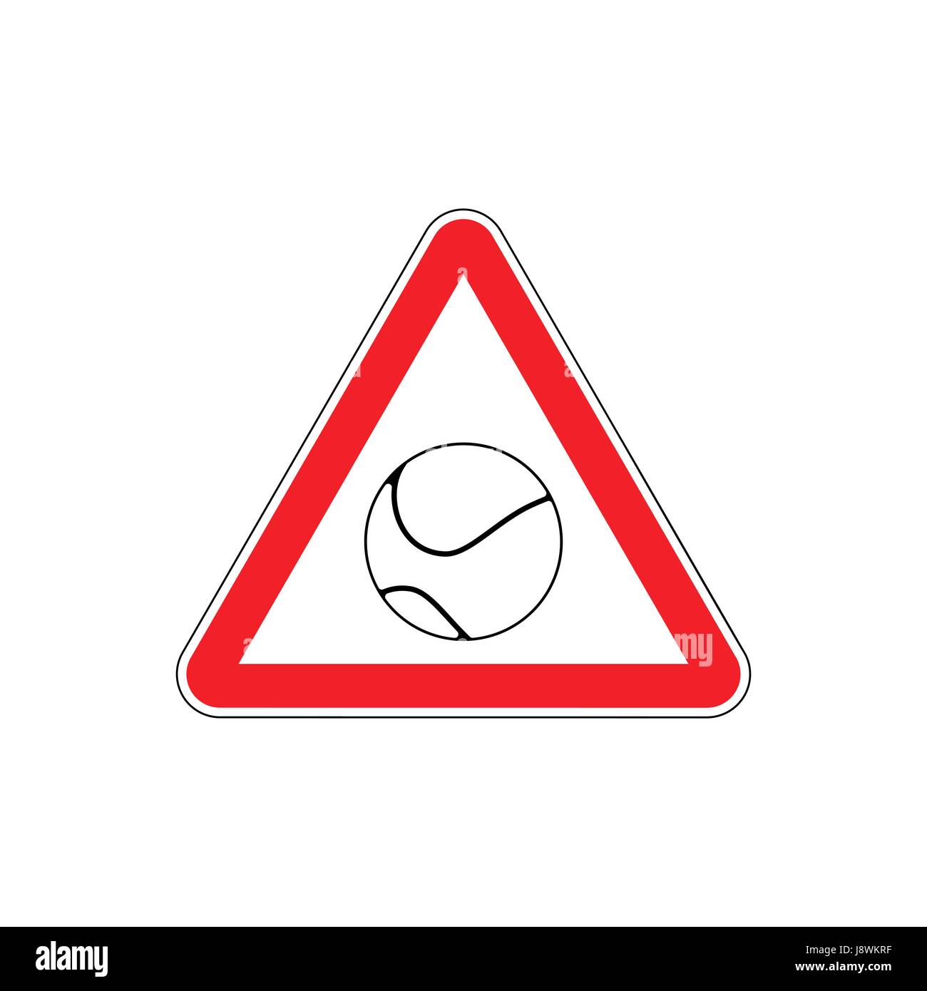 Attention tennis. Danger red road sign. Games ball Caution Stock Vector ...