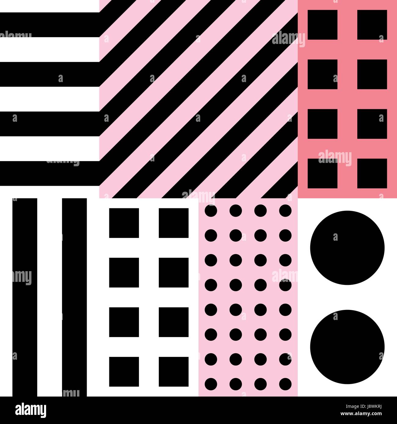 Decorative Geometric Shapes Tiling Monochrome Trendy Irregular Pattern Abstract Background