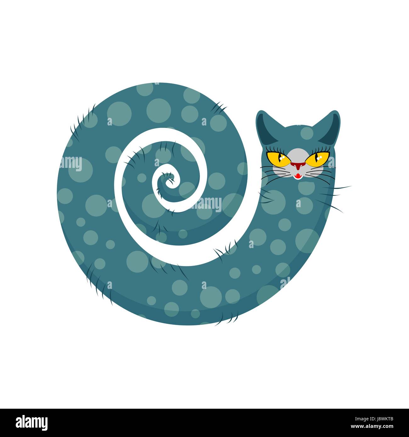 Cat fabulous isolated. long tail of Pet on white background Stock ...