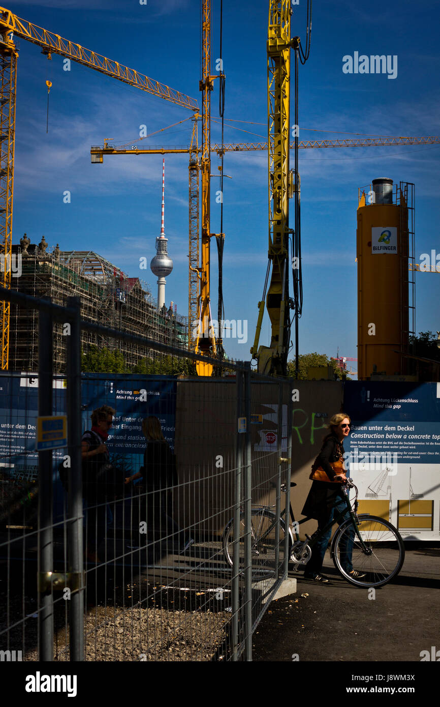 The TV tower seen through a construction site in Berlin, Germany Stock ...