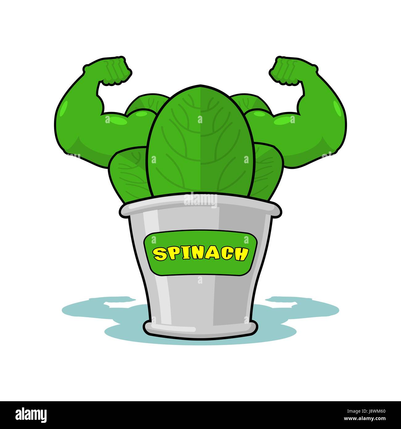 Spinach strong and powerful. Muscular arms of tin spinach. Healthy ...