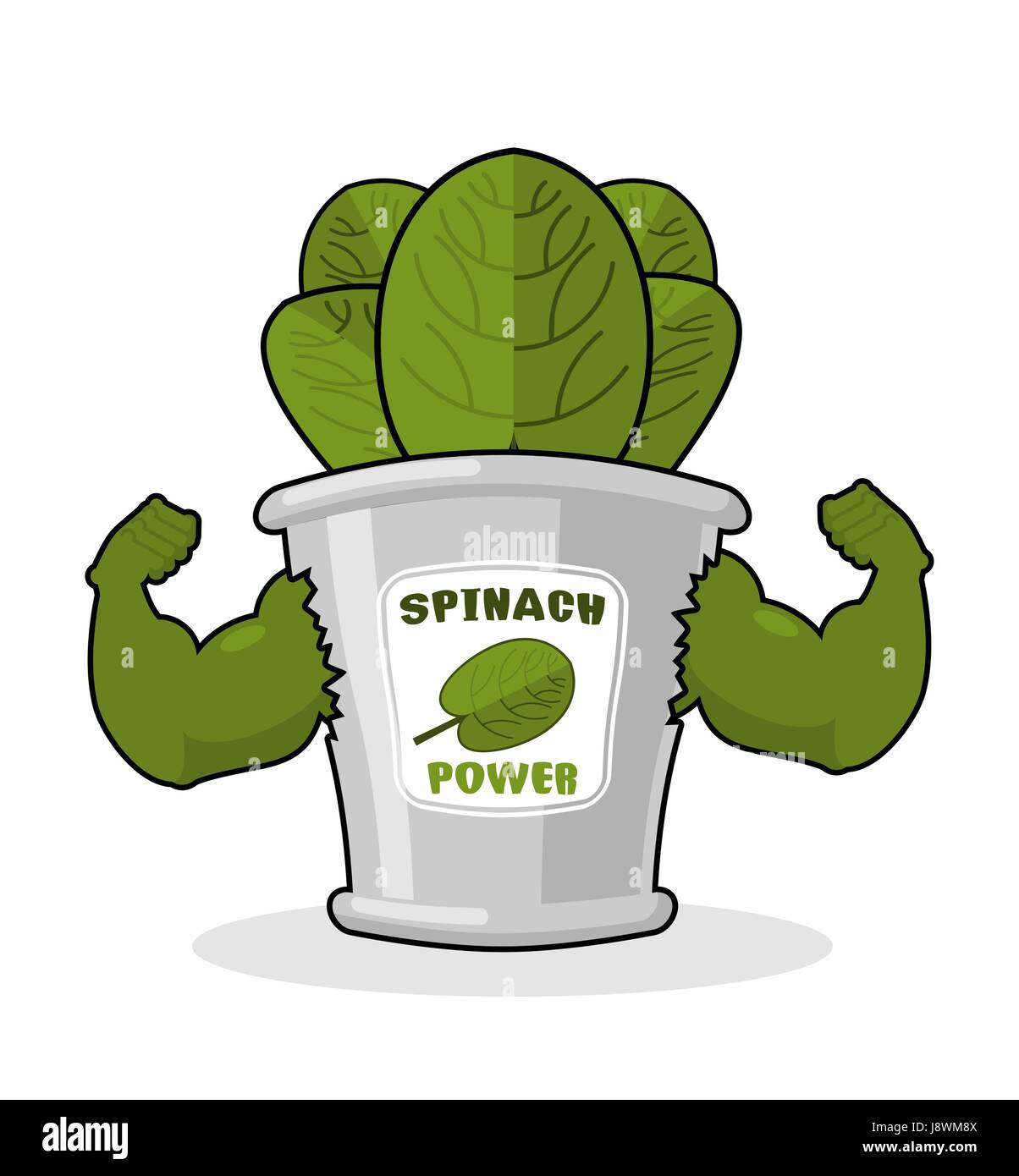 Spinach strong and powerful. Muscular arms of tin spinach. Healthy ...