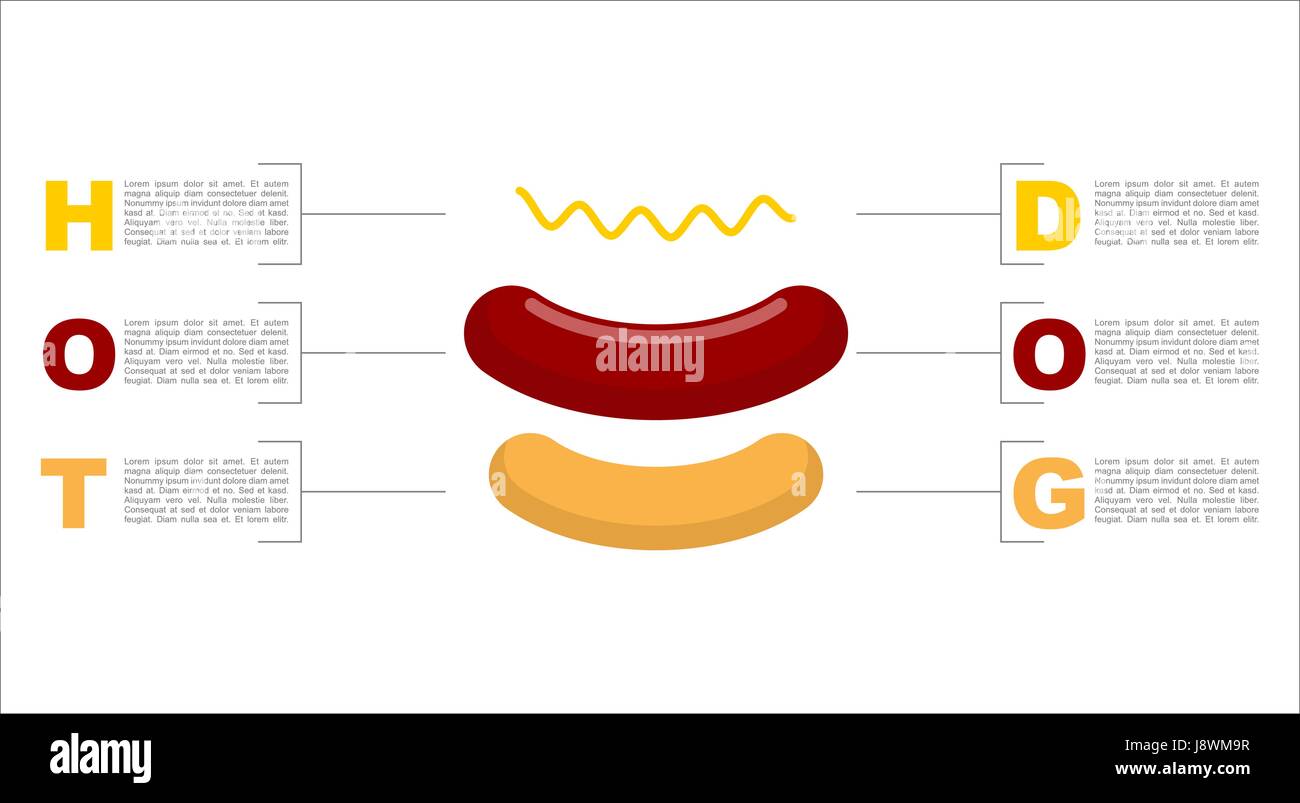 Hot dog infographics. Structure of fast food. Fresh bun. Fresh bun and ...