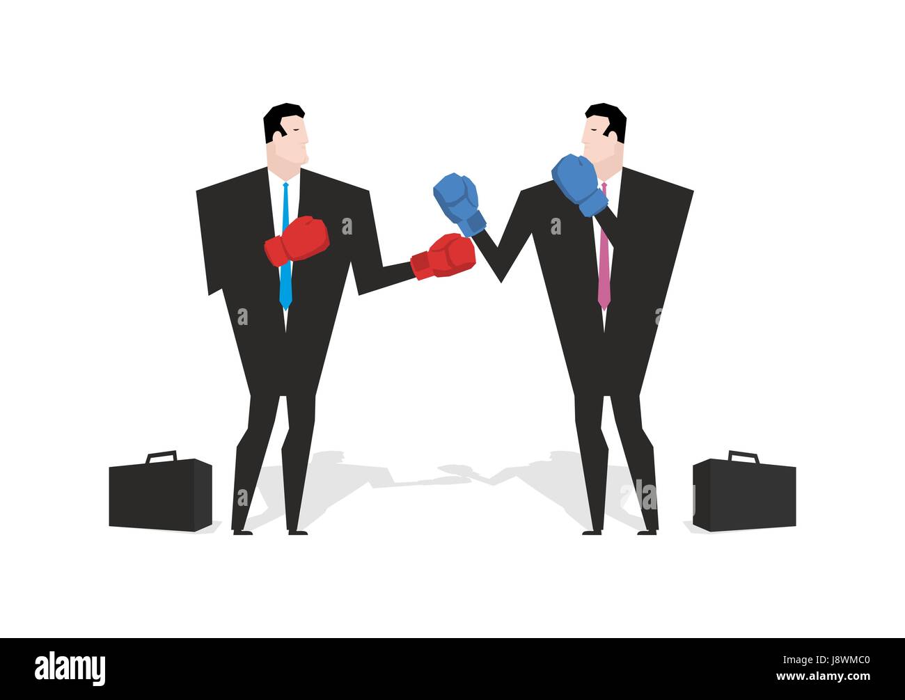 Boxing businessman. Managers are boxing. Office people fight. combat ...