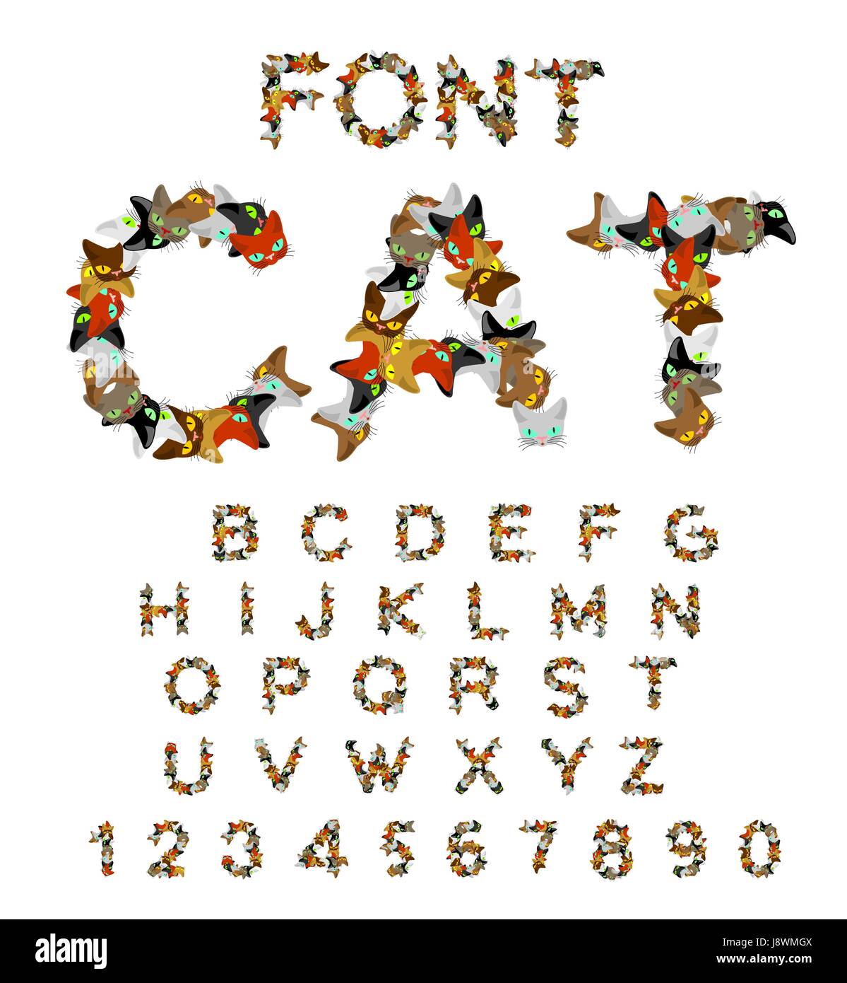 Cat font. catlike ABC. letters of cats. Pet alphabet. Pets typography Stock Vector Image & Art ...