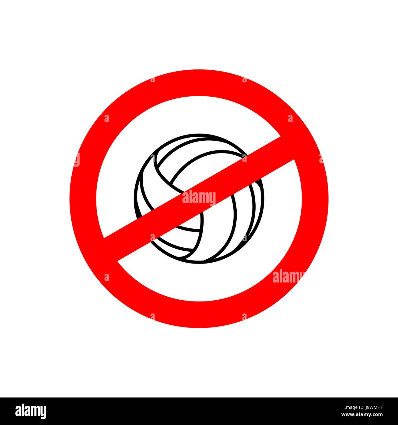 Stop volleyball. Prohibited team game. Red prohibition sign. Crossed ...